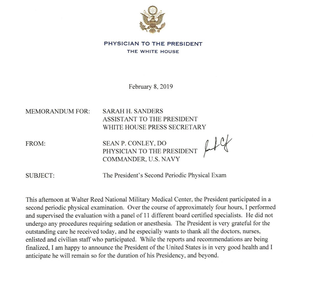 President Trump Has Annual Physical; 'In Very Good Health' | American ...